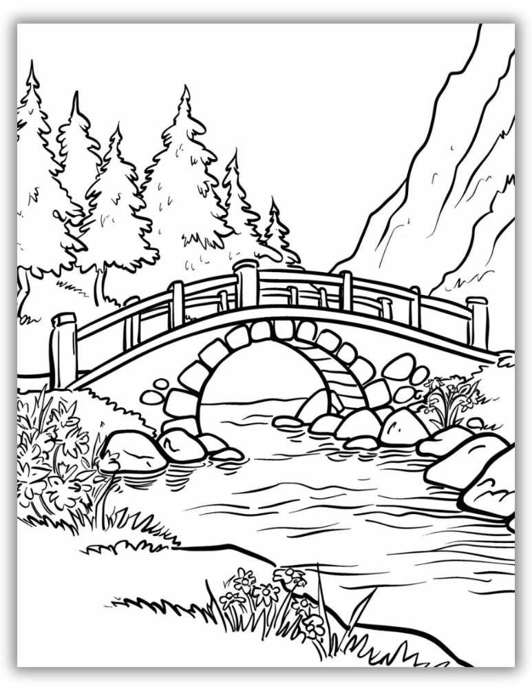 Bridge Coloring Page - Free Printable Designs for All Ages