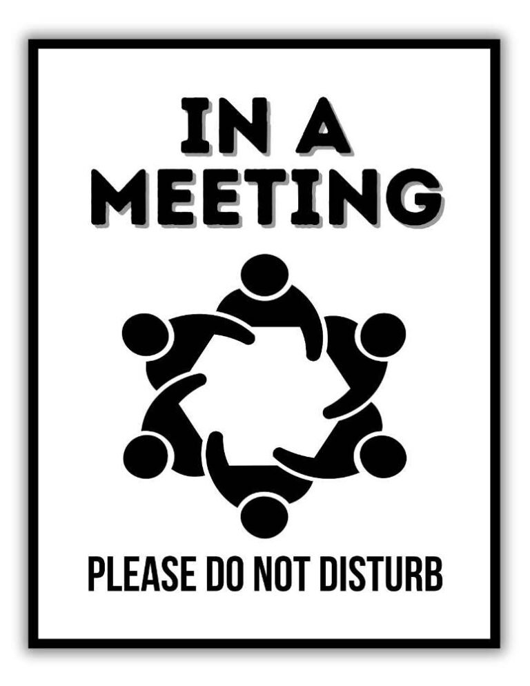 In a Meeting Sign Printable - Free Downloadable Office Signs