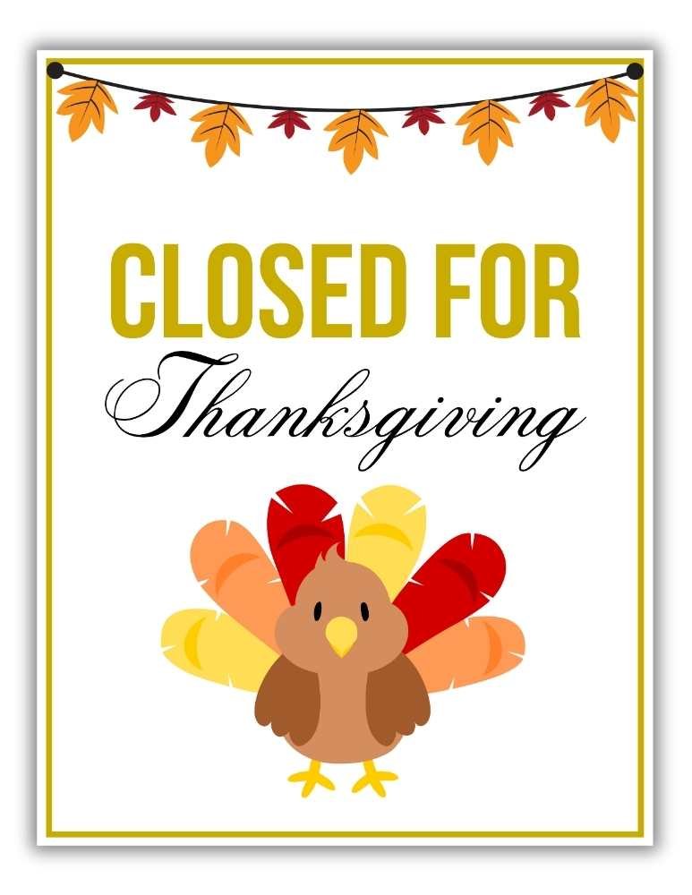 Free Printable Closed for Thanksgiving Sign – Festive & Easy