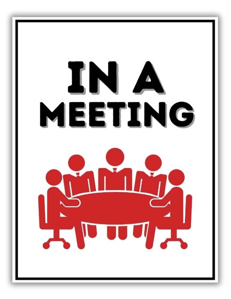 In a Meeting Sign Printable - Free Downloadable Office Signs
