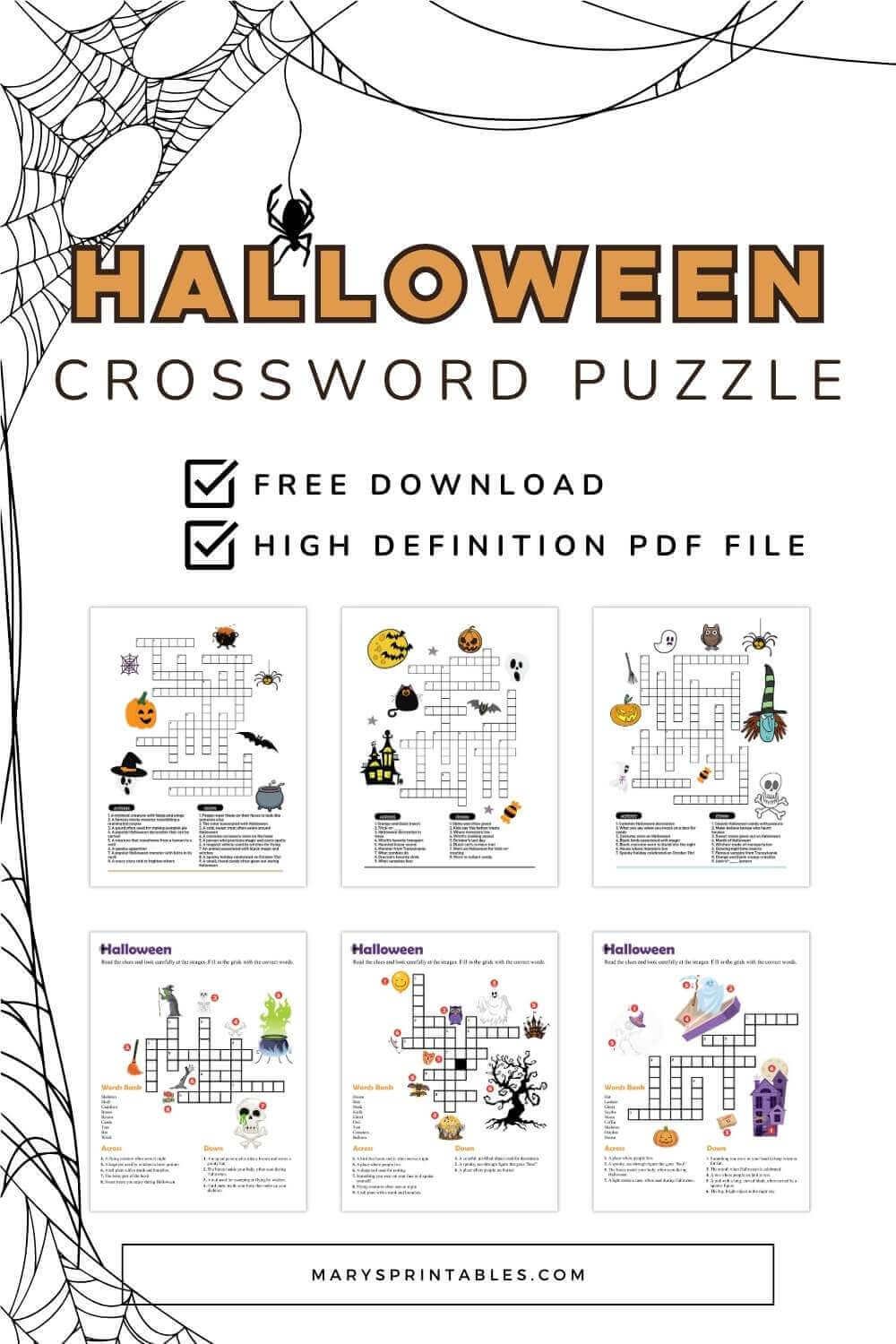 Free Printable Halloween Crossword Puzzles for Kids & Adults