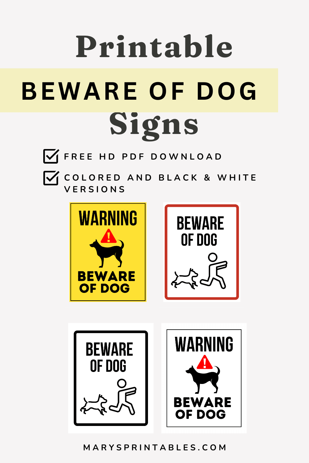 Beware of Dog Sign Printable – Free PDF Signs for Security