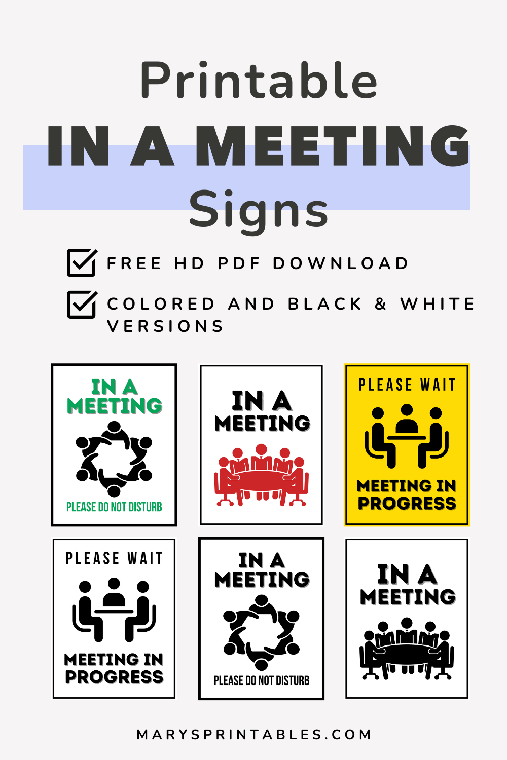 In a Meeting Sign Printable - Free Downloadable Office Signs